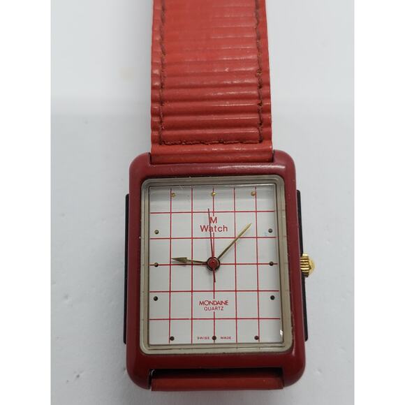Mondaine | Accessories | M Watch Mondaine Womens Watch Red Checkered ...